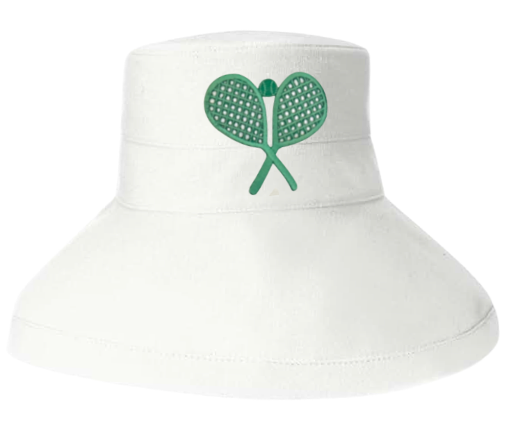 Wide Brim Tennis Sun Hat - White Cotton