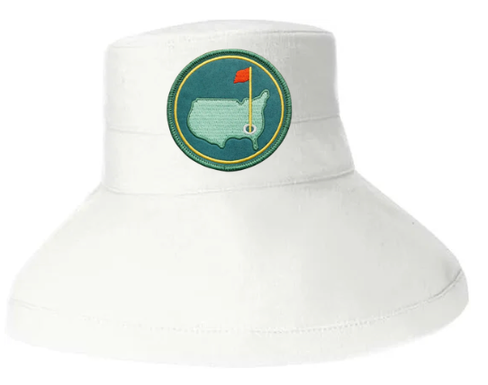"Are you ready for The Masters" Wide Brim Sun Hat - White Cotton